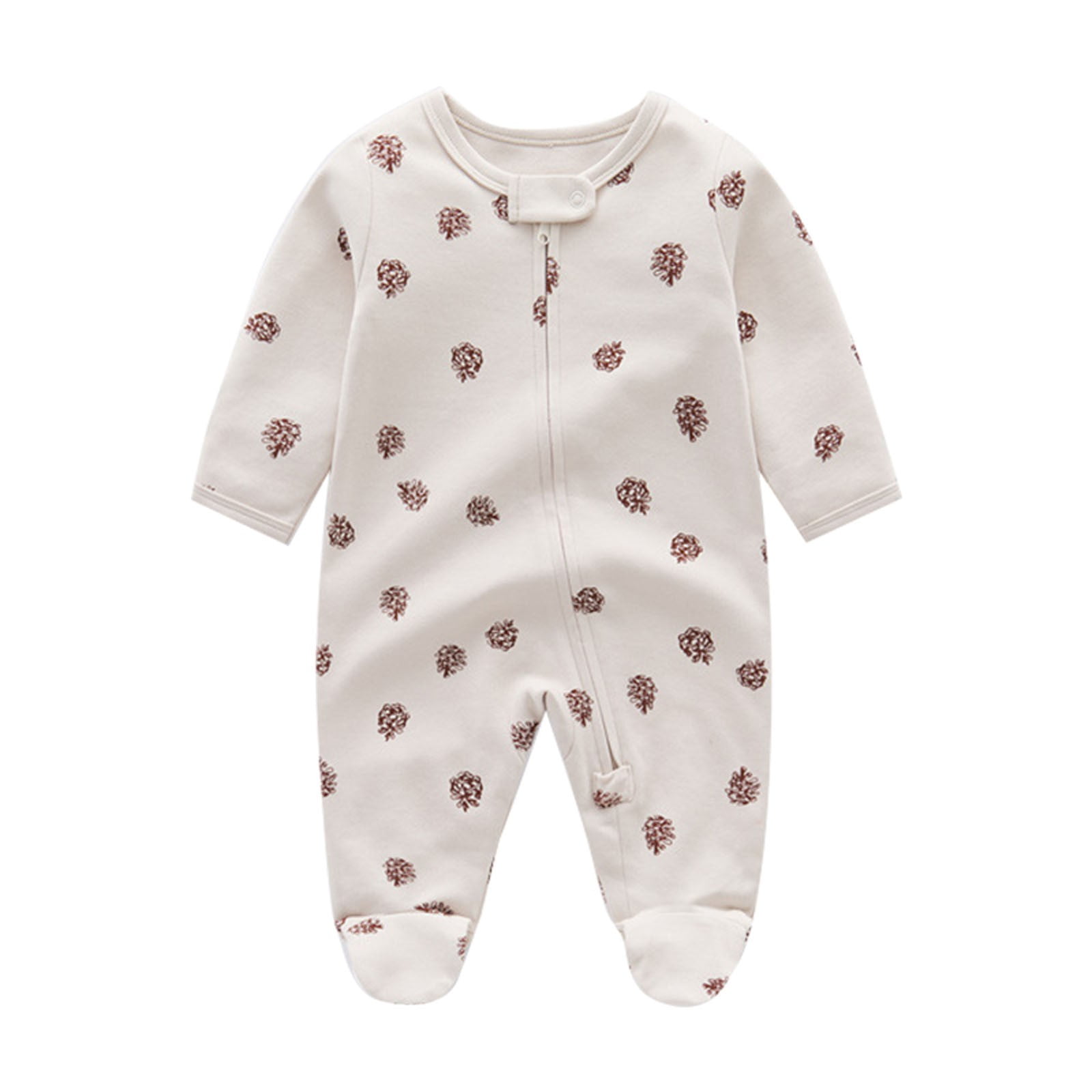 Girl Clothes Long Sleeve Wrap Feet Autumn Winter Zipper Onesie Flower ...