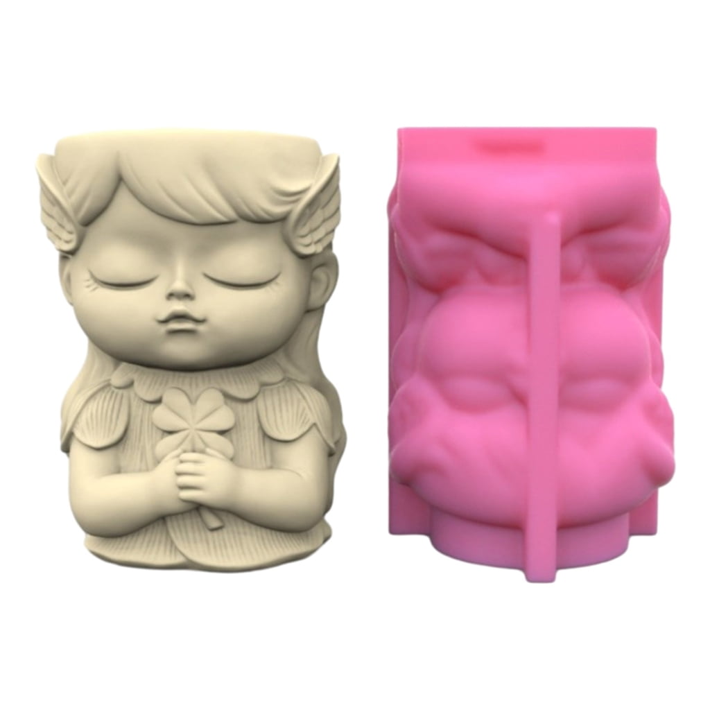 Girl Concrete Flower Pots Molds Succulent Planter Vase Silicone Mold ...