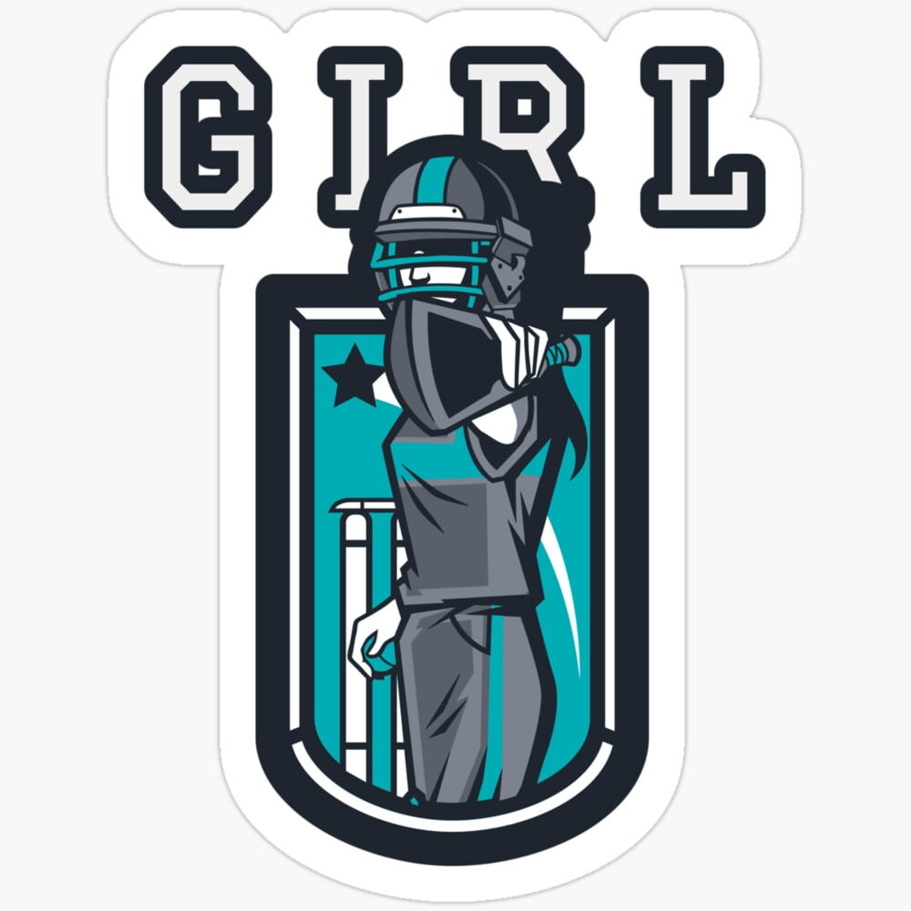 Girl Cricket Sticker Phone Decal Water Bottle Stickers Car Decals ...