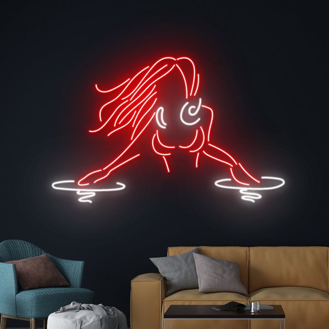 Girl DJ Led Sign, DJ Lady Neon Light, DJ Woman Neon Sign, Music Player ...