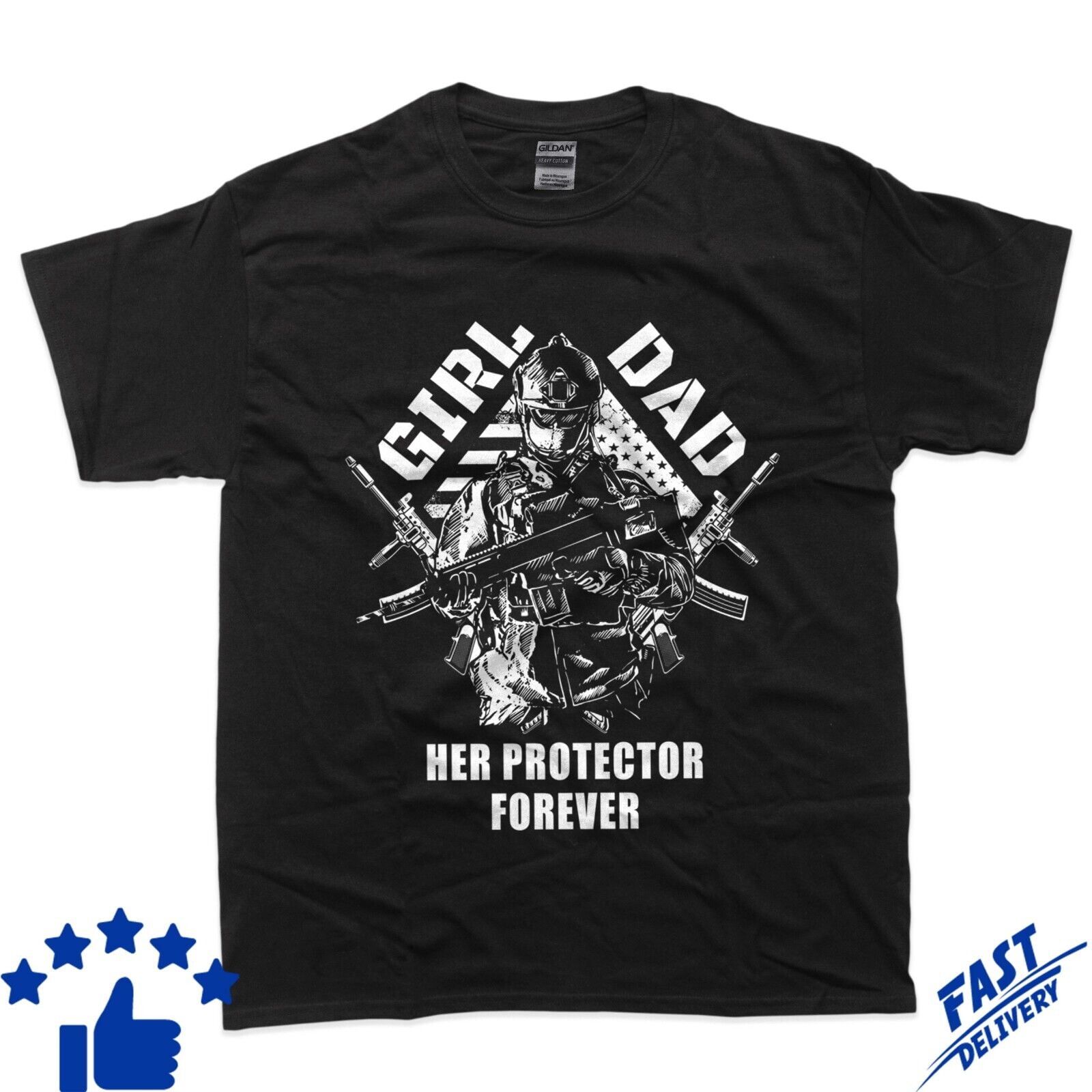 Girl Dad Her Protector Forever Veteran Fathers Day T Shirt