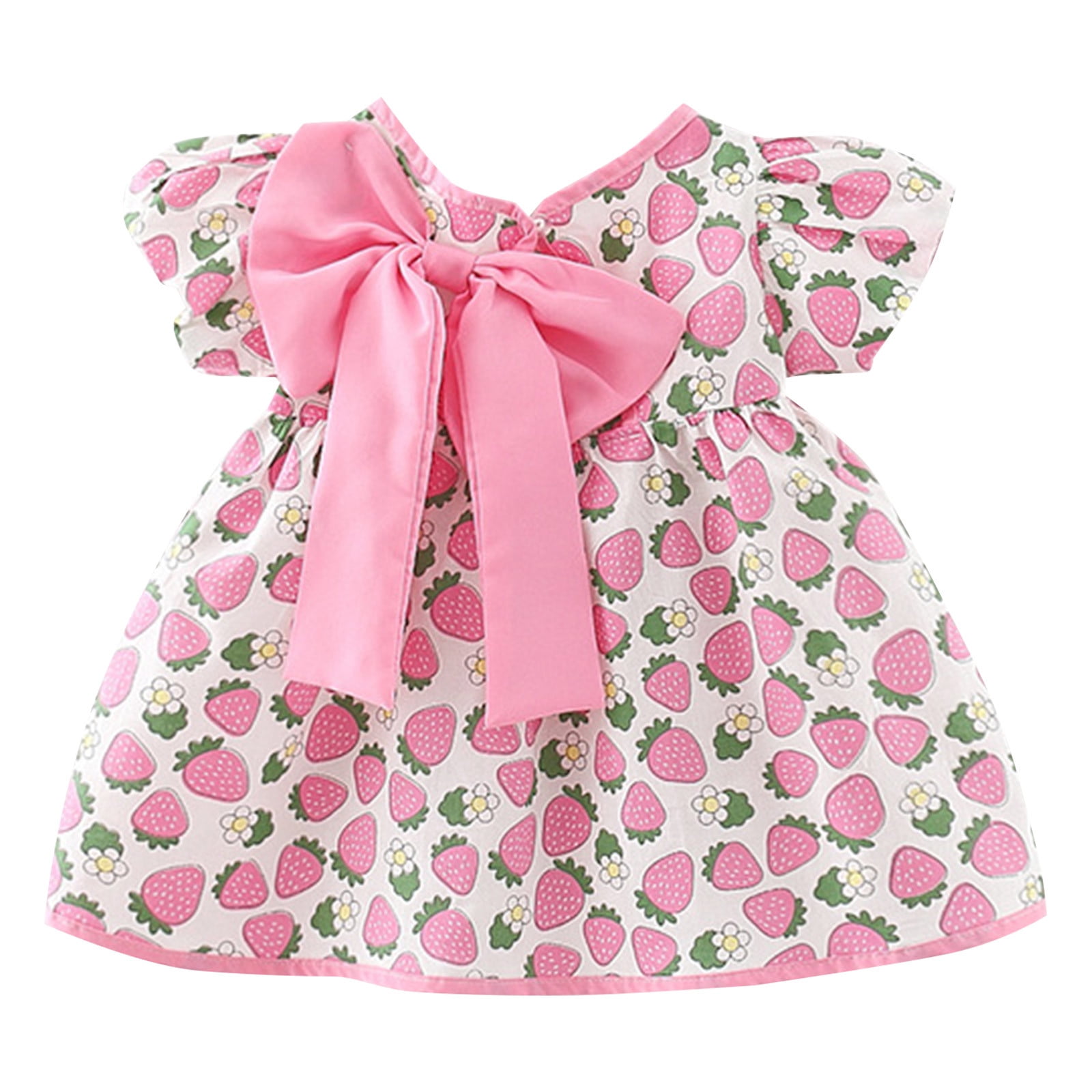 Girl Dedication Dress Toddler Girls Short Sleeve Floral Prints Princess ...