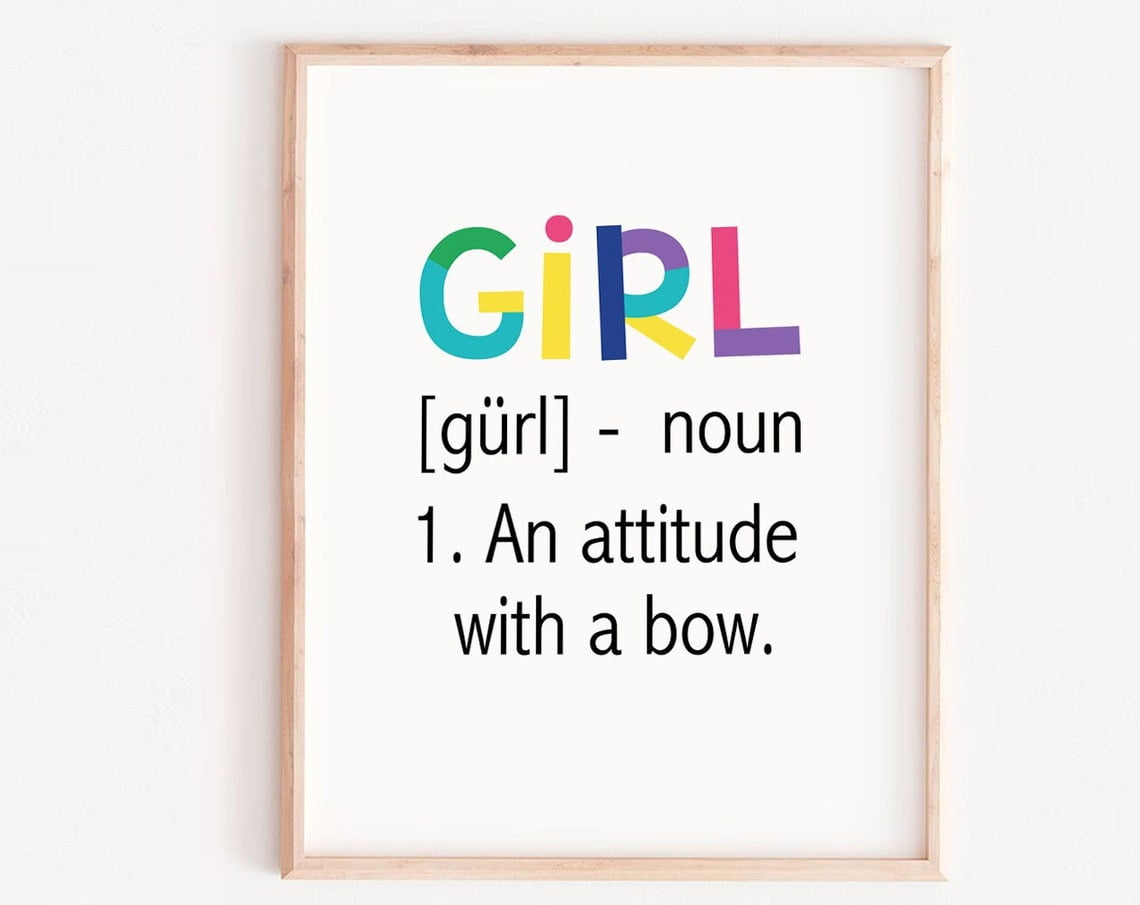 Girl Definition Print, Rainbow Color, Definition Print, Girl Quote ...