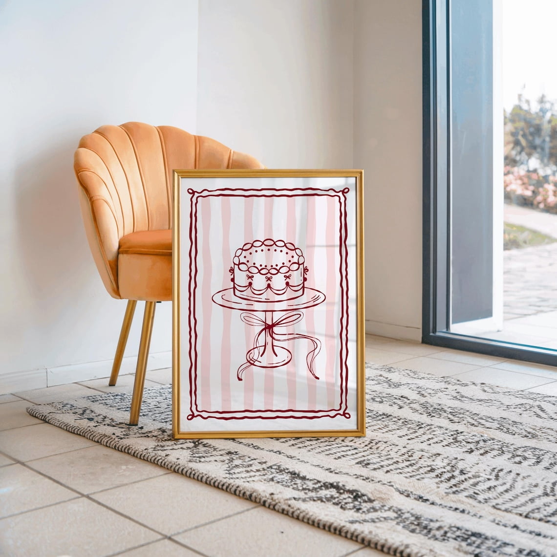 Girl Dinner Print, Cake Dinner Print, Coquette Kitchen Wall Art, Retro ...