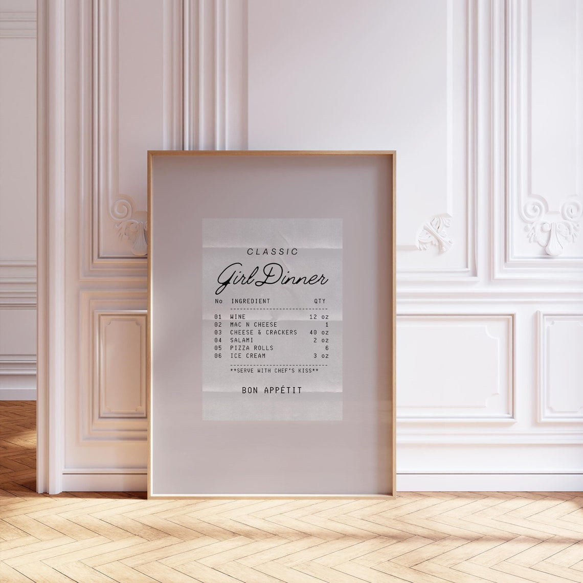 Girl Dinner Wall Print, Trendy Girly Retro Poster, Kitchen Wall Art ...