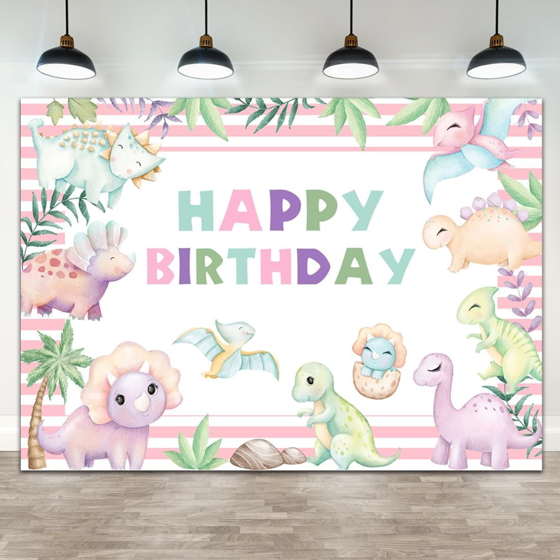 Girl Dinosaur Birthday Party Supplies Backdrop Banner Kids Jungle ...