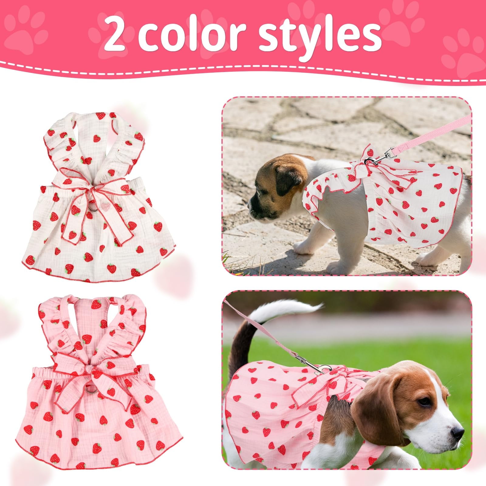 Girl Dog Dresses, Strawberry Printed Dog Clothes Cute Cotton Extra ...