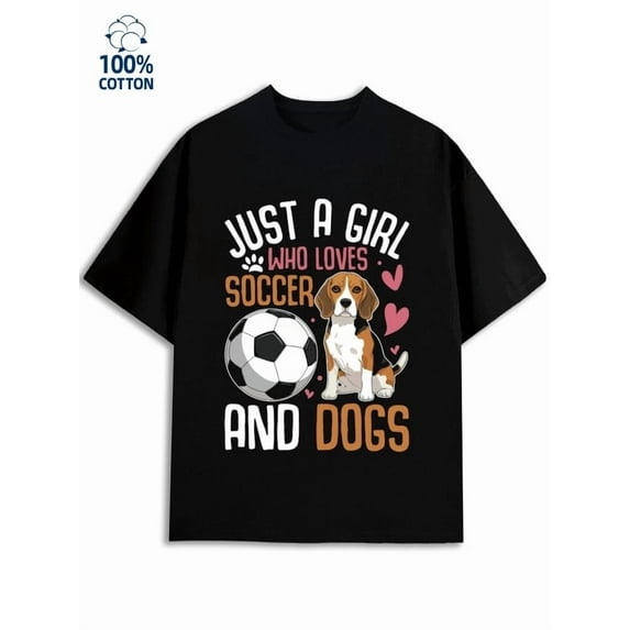 Girl Dog Soccer mens dog 180G 100% Cotton black halloween dog Unique ...