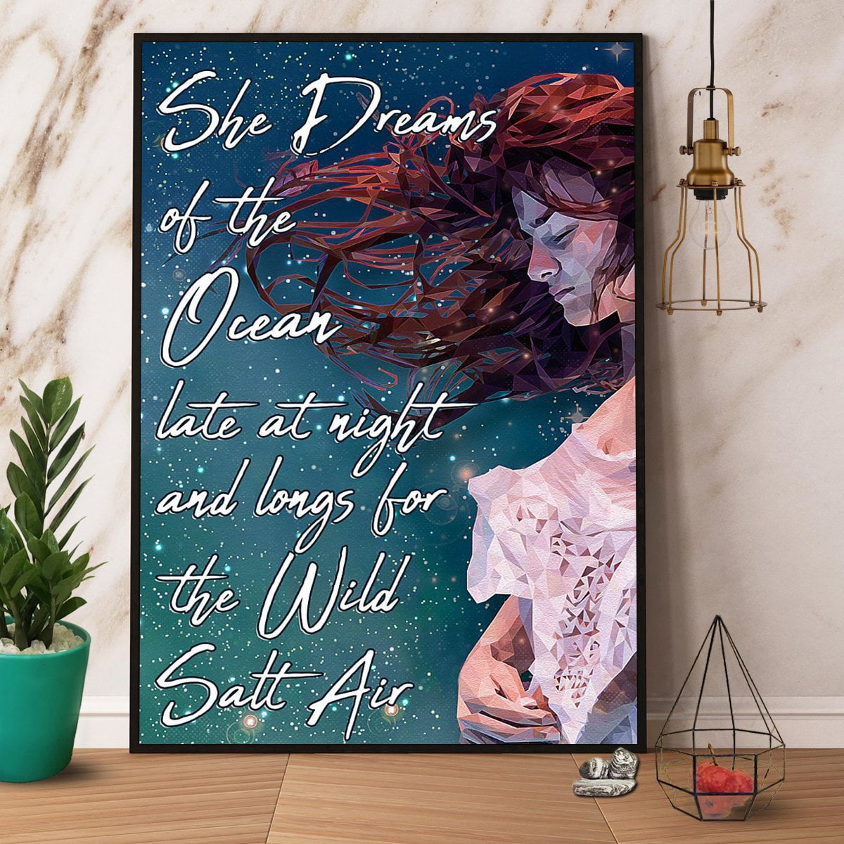 Girl Dream She Dreams Of The Ocean Late At Night Starry Paper Poster No ...