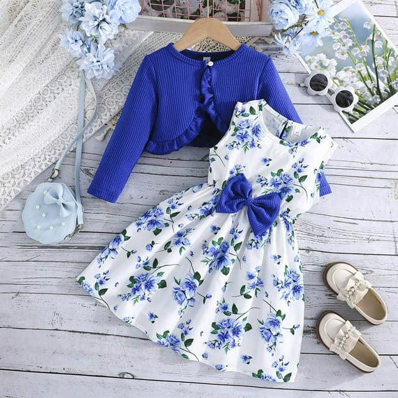 Girl Dress Toddler Long Sleeve Dresses A-line Floral Casual Party Dress ...