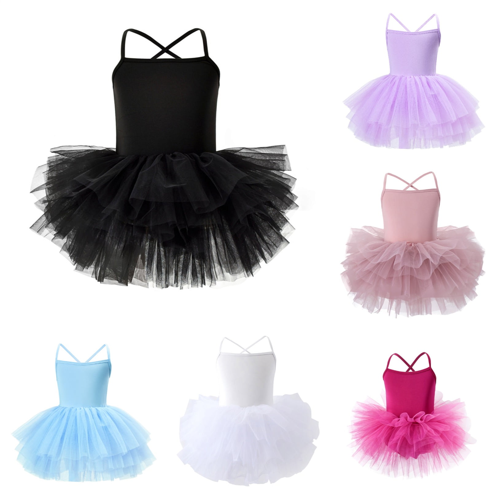 Ballet Dress for Girls 3-4 Sleeveless Performance Tulle Ruch Ruffles ...