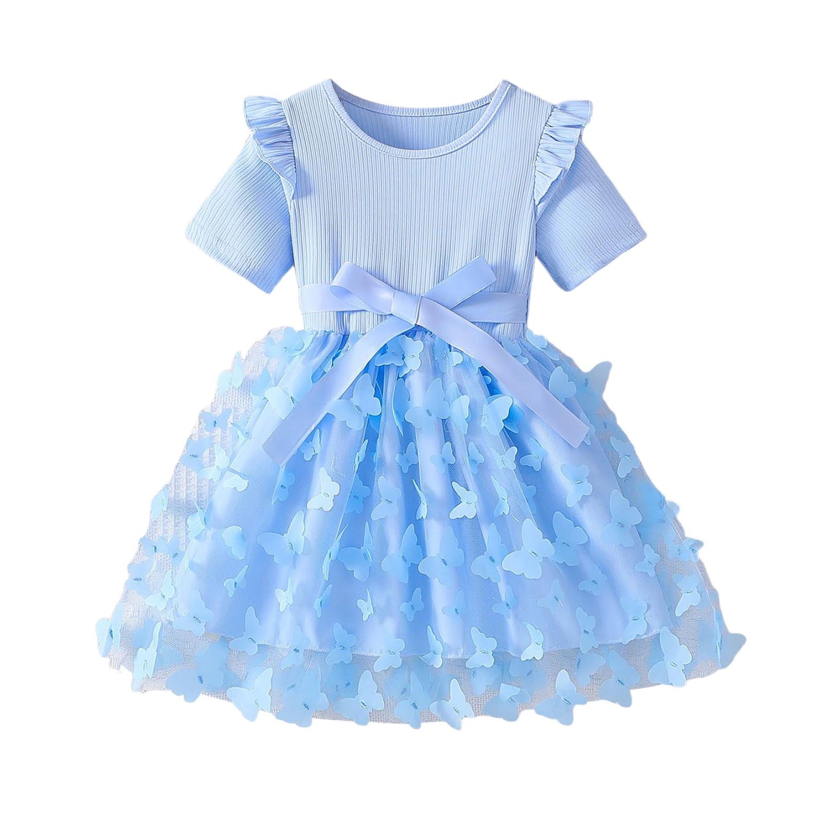 Girl Dresses Everyday Short Sleeve Dress With Floral Birthday ...