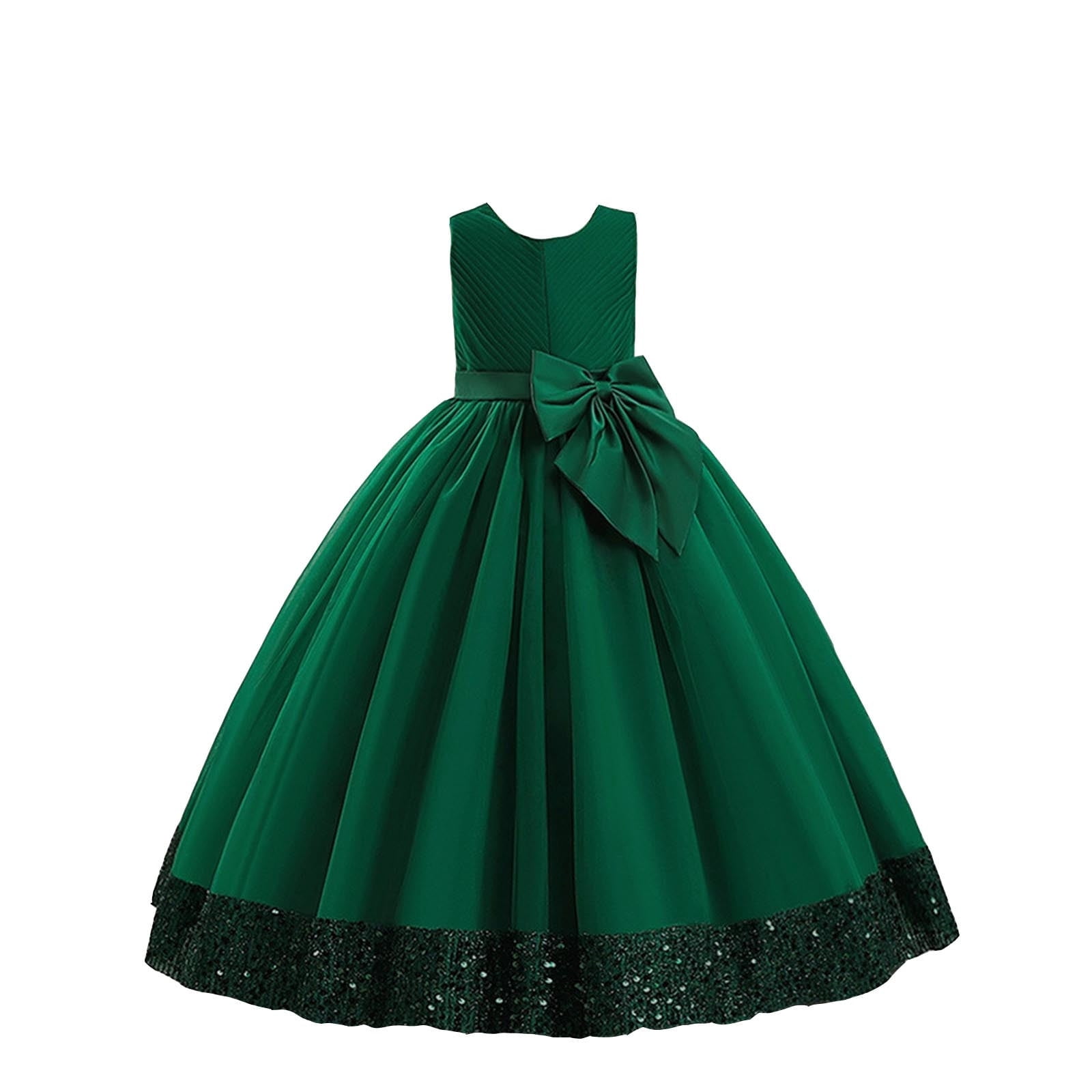 Girl Dresses Formal Bowknot Backless Sleeveless Puffy Gowns Princess ...