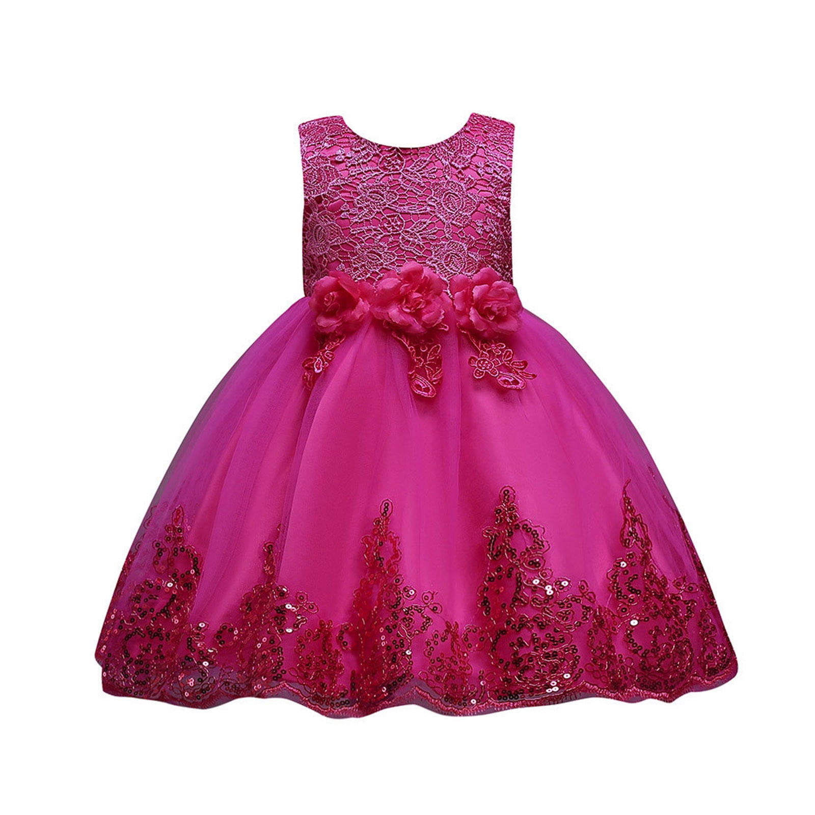 Girl Dresses Girl's Kids Sleeveless Floral Gown Party Ball Princess ...