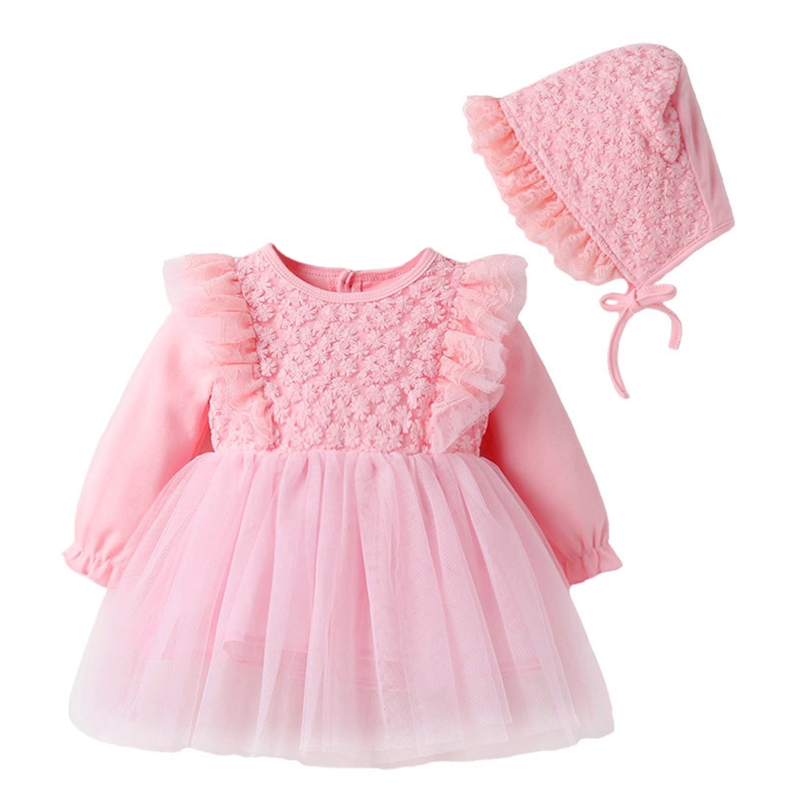 Girl Dresses Kids Solid Spring Winter Lace Long Sleeve Tulle Princess ...