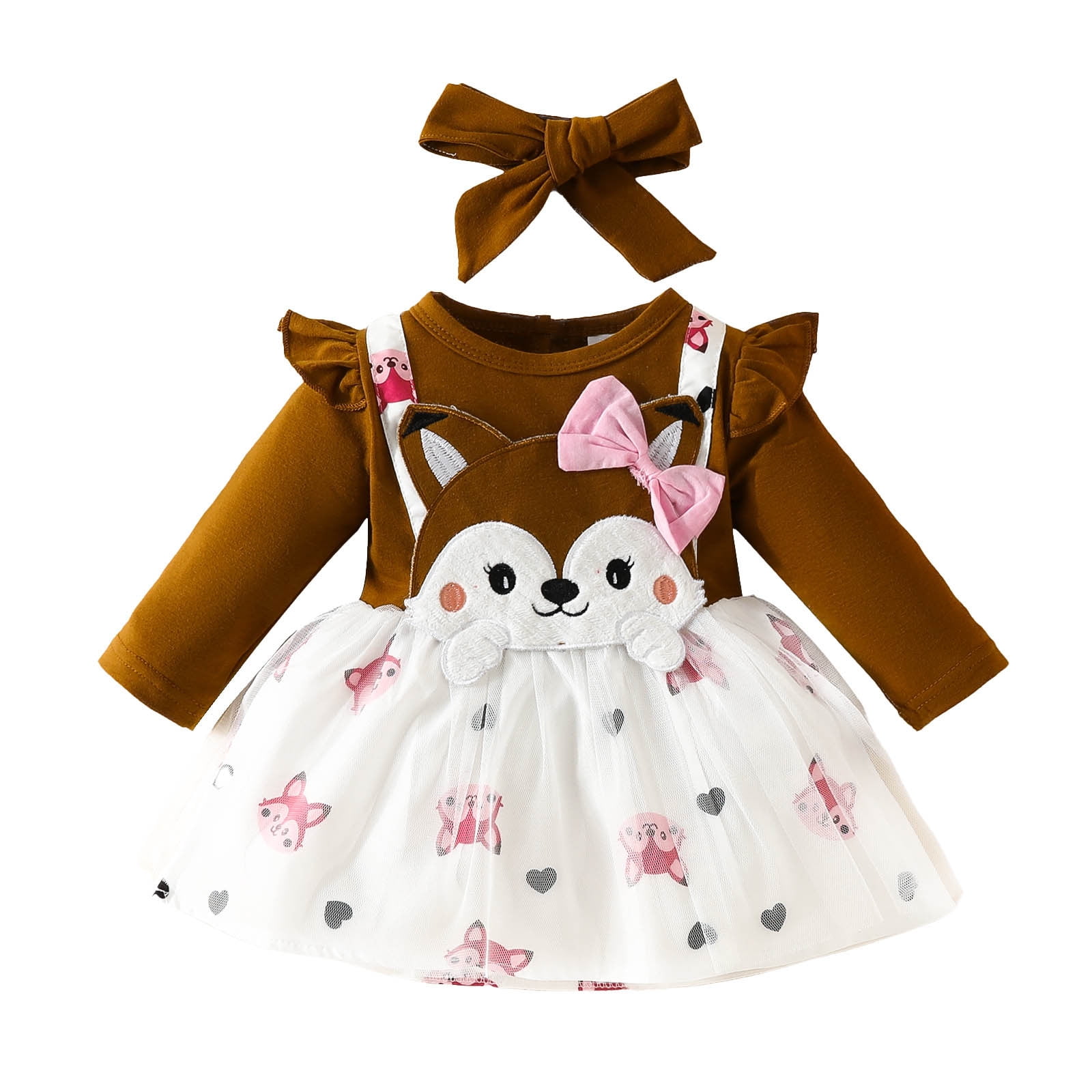 Girl Dresses Long Sleeve Cartoon Prints Dress Princess Dresses Clothes ...