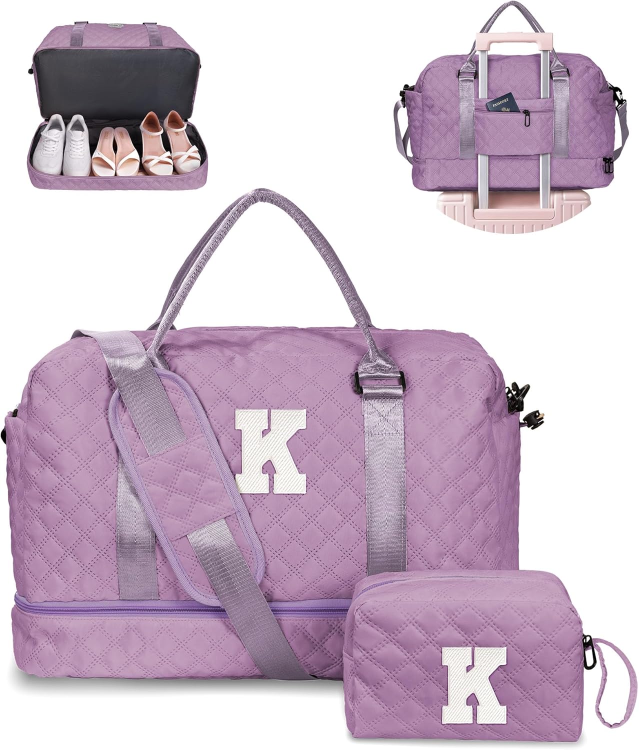 Girl Duffle Bag with Shoe Compartment, Tween Weekend Duffle Bag ...