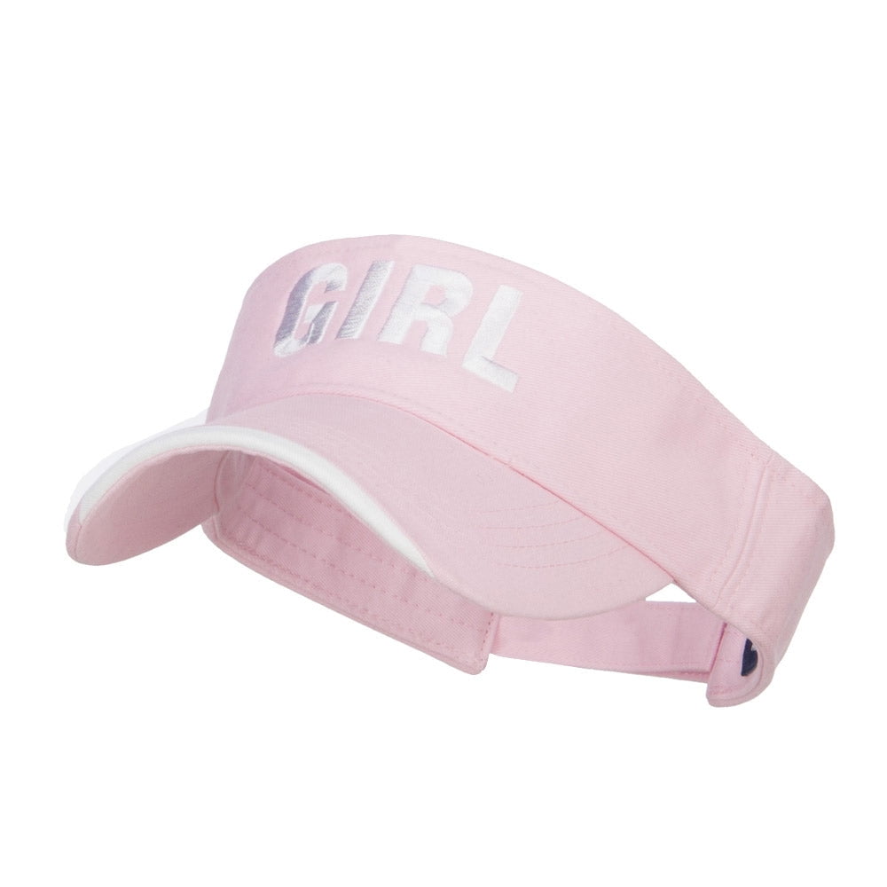 Girl Embroidered Cotton Deluxe Visor - Pink White OSFM - Walmart.com