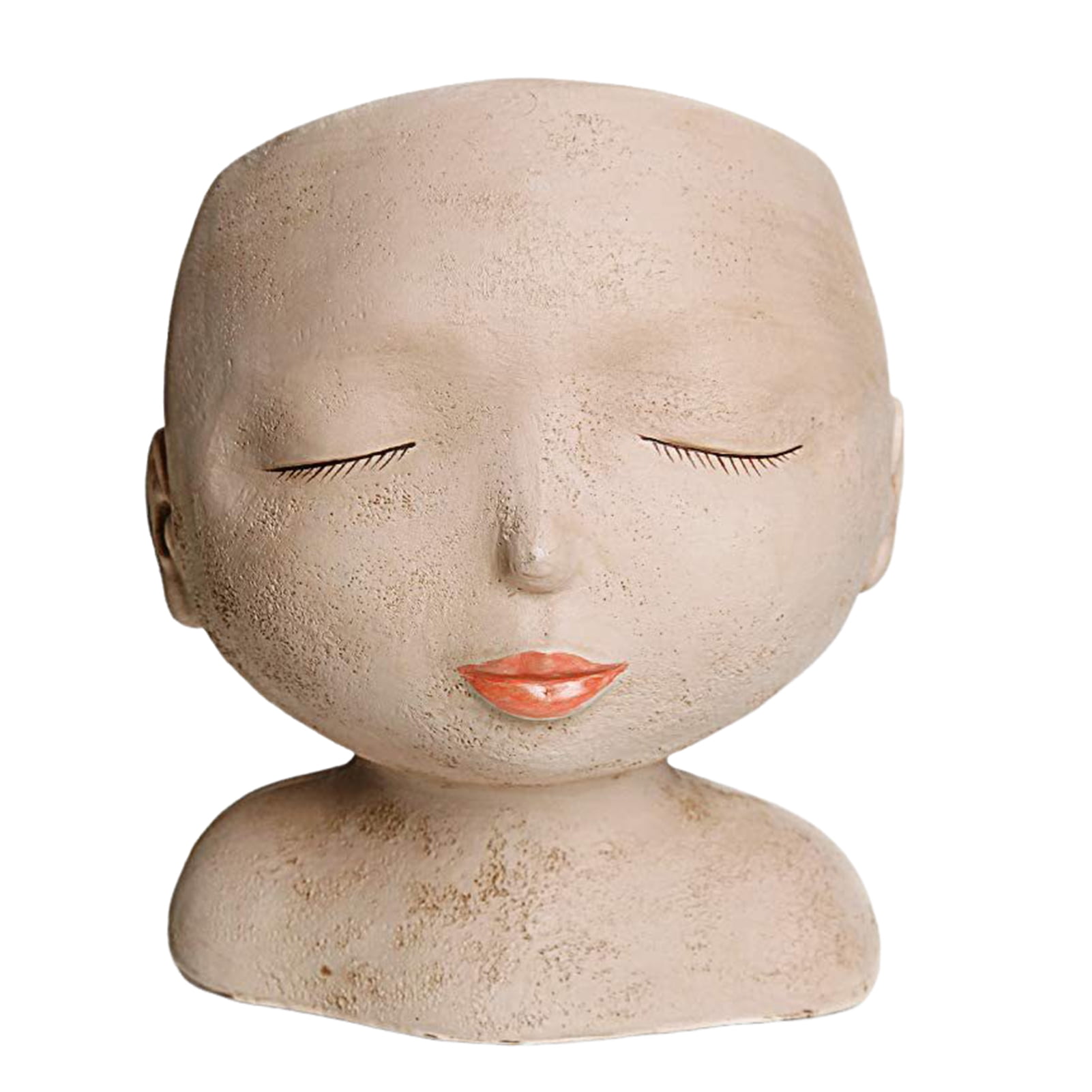 Girl Face Plant Pot Painted Resin Head Flower Pot with Drainage Hole ...