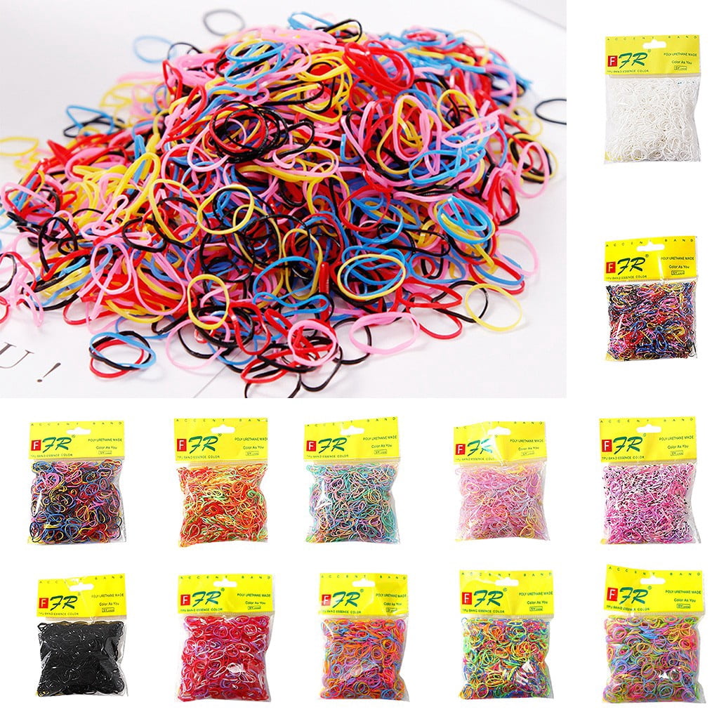 Girl Fashion Disposable Rubber Hair Bands, 1000 Pack Colorful Elastic ...