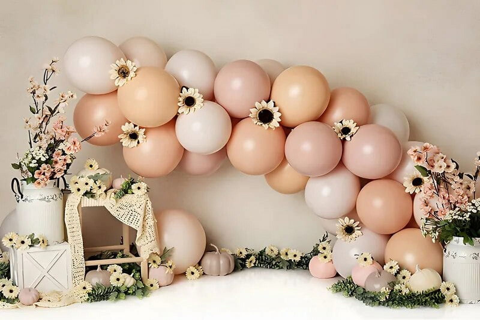 Girl First Birthday Party Backdrop Sweet Pink Balloons Bohemian Scene ...