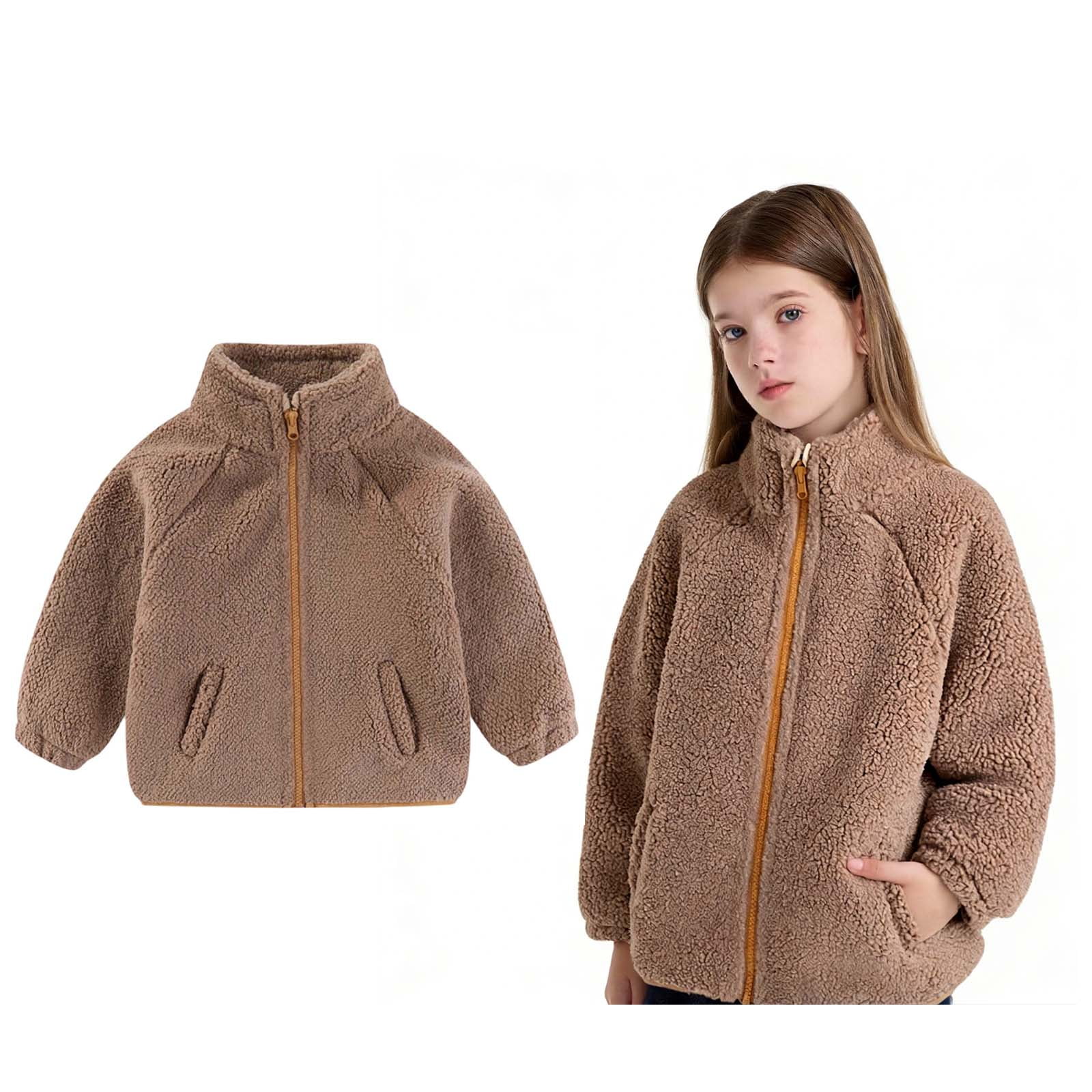 Girl Fleece Jacket Winter Coat Boys Long Sleeve Lightweight Zip Up ...