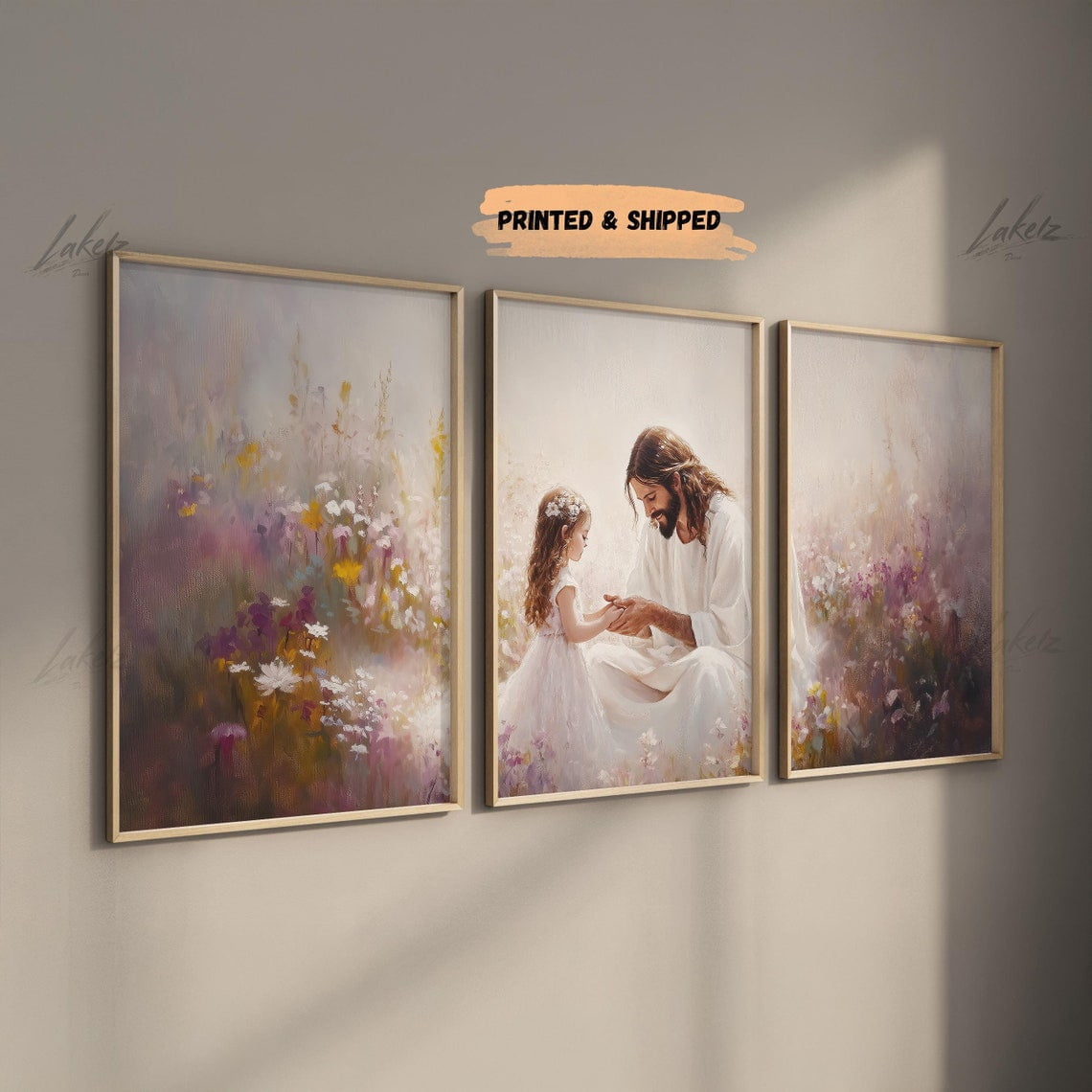 Girl Flower Field Sketch Wall Art Set 3 Unframed Paper Print 20x30 ...