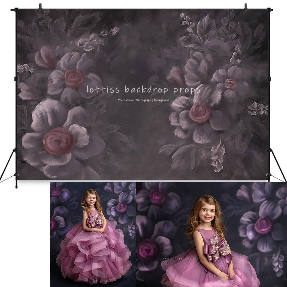 Girl Flower Photography Backdrop Hand Painting Floral Background Adult ...