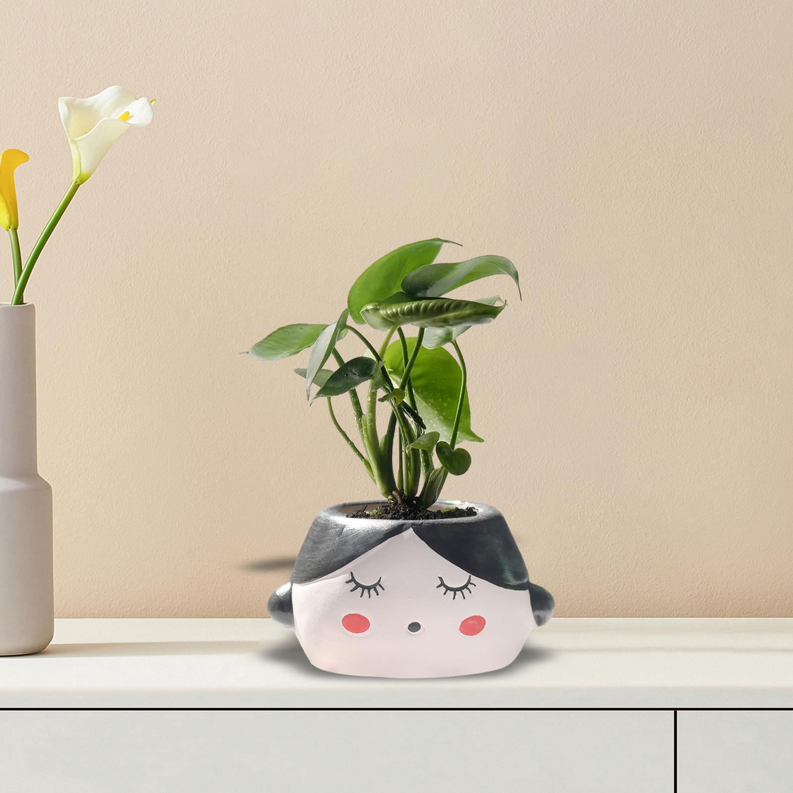 Girl Flower Pots Nordic Ceramic Face Flower Pot for Tabletop Courtyard ...