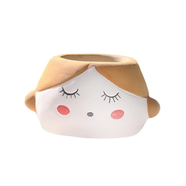 Girl Flower Pots Nordic Ceramic Face Flower Pot for Tabletop Courtyard ...