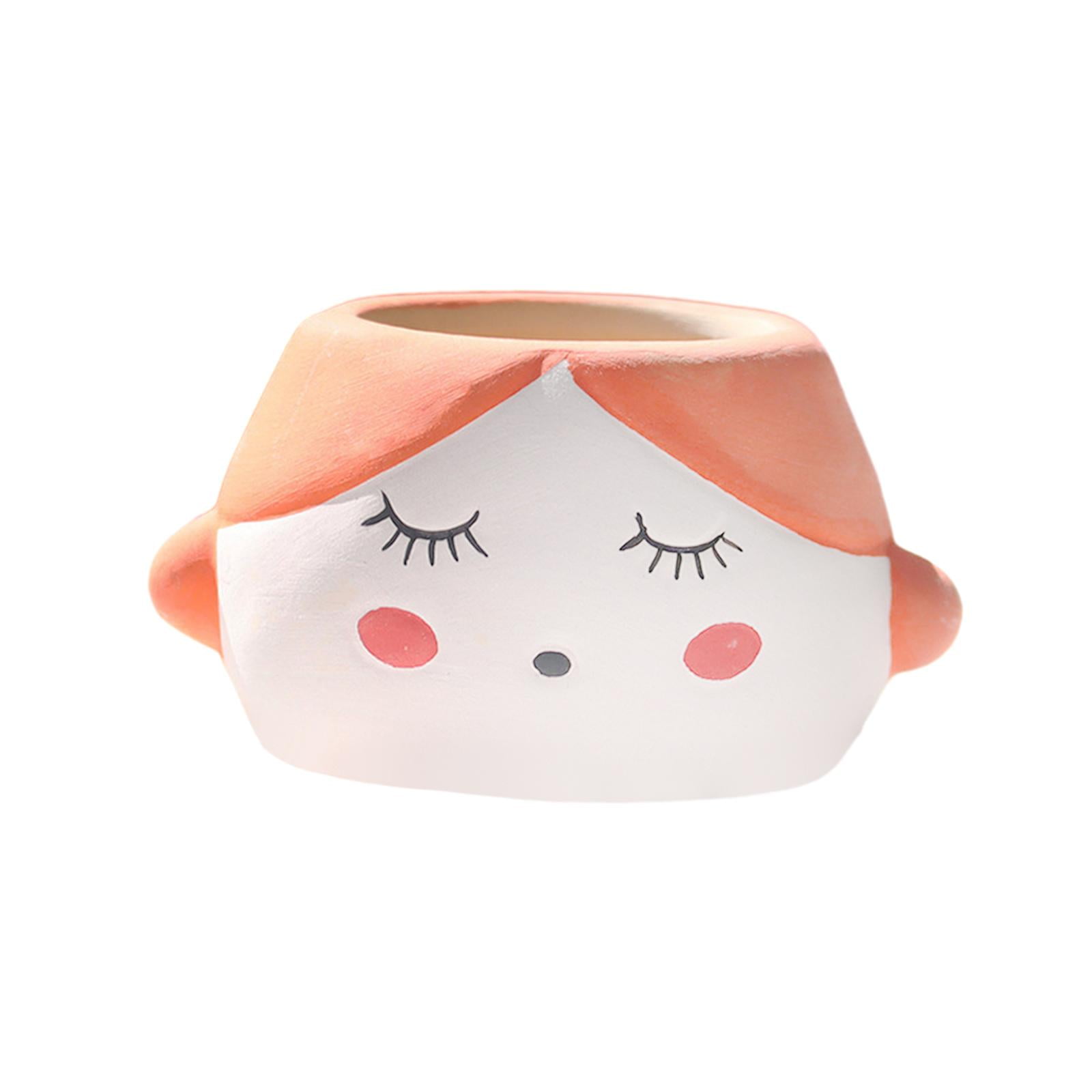 Girl Flower Pots Nordic Ceramic Face Flower Pot for Tabletop Courtyard ...