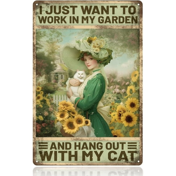 Girl Gift Garden Sunflower Decor 8x12 Inch Vintage Gardens Metal Tin ...