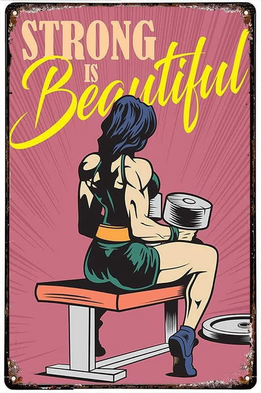 Girl Gym Poster Strong Is Beautiful Weightlifting Motivational Sign for ...