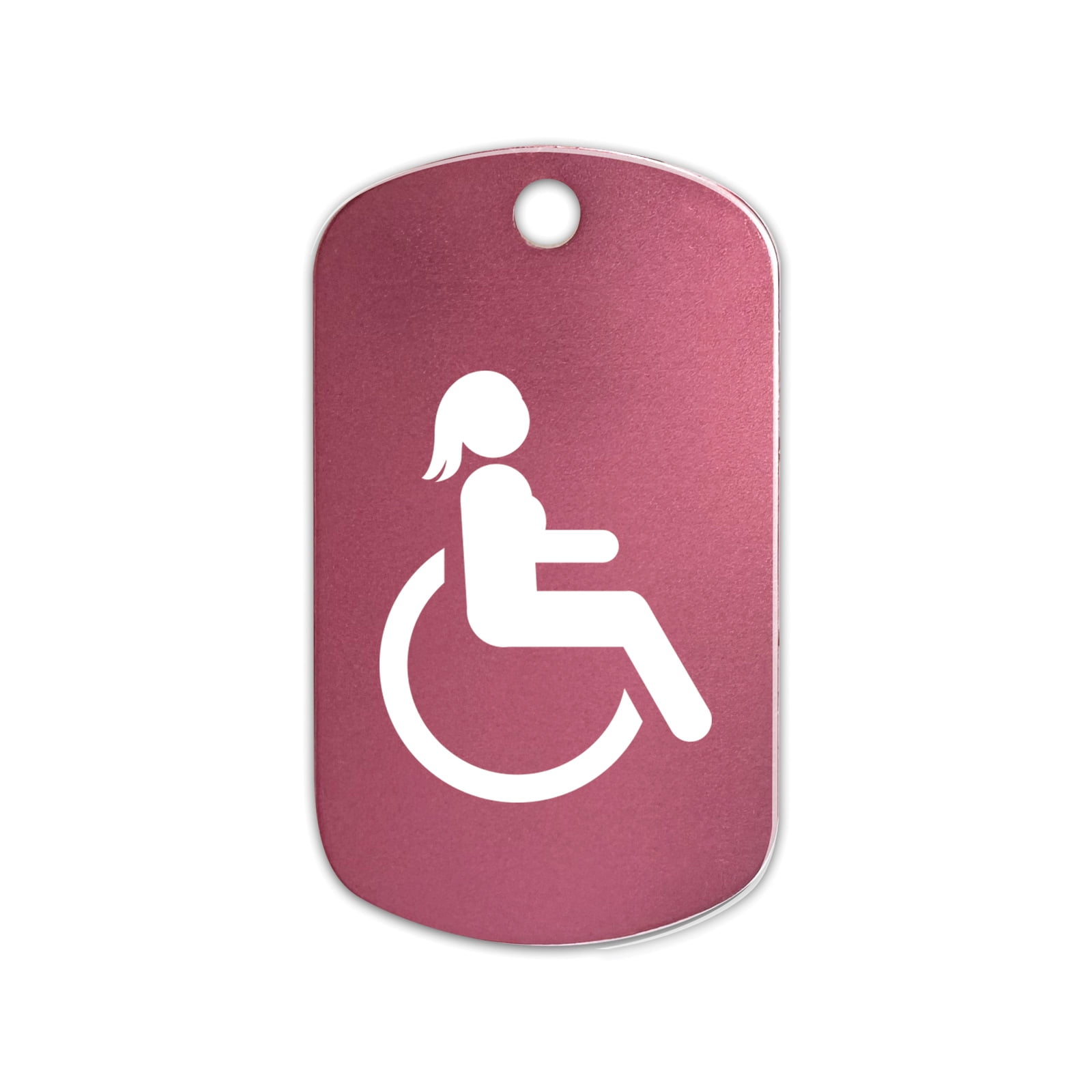 Girl Handicap GI Dog Tag Aluminum Keychain wheelchair female 2 - Pink ...