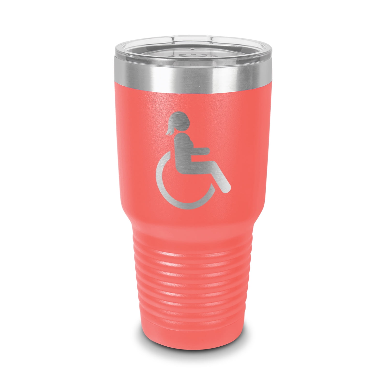 Girl Handicap Tumbler 30 oz - Laser Engraved w/ Clear Lid - Stainless ...