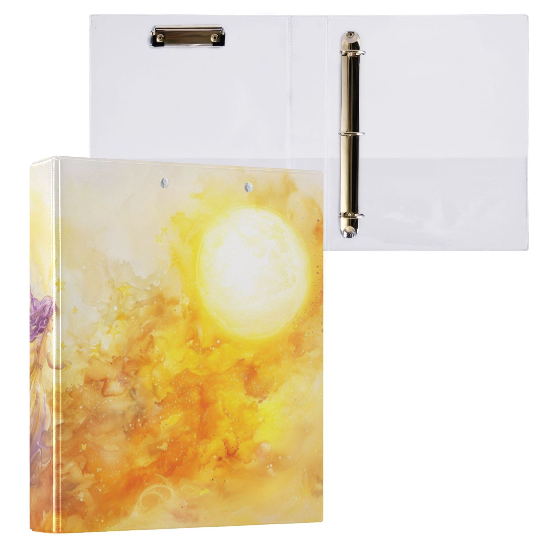 Girl Head for The Sun Watercolor Round Ring Binder 3 Rings 1.5 ...