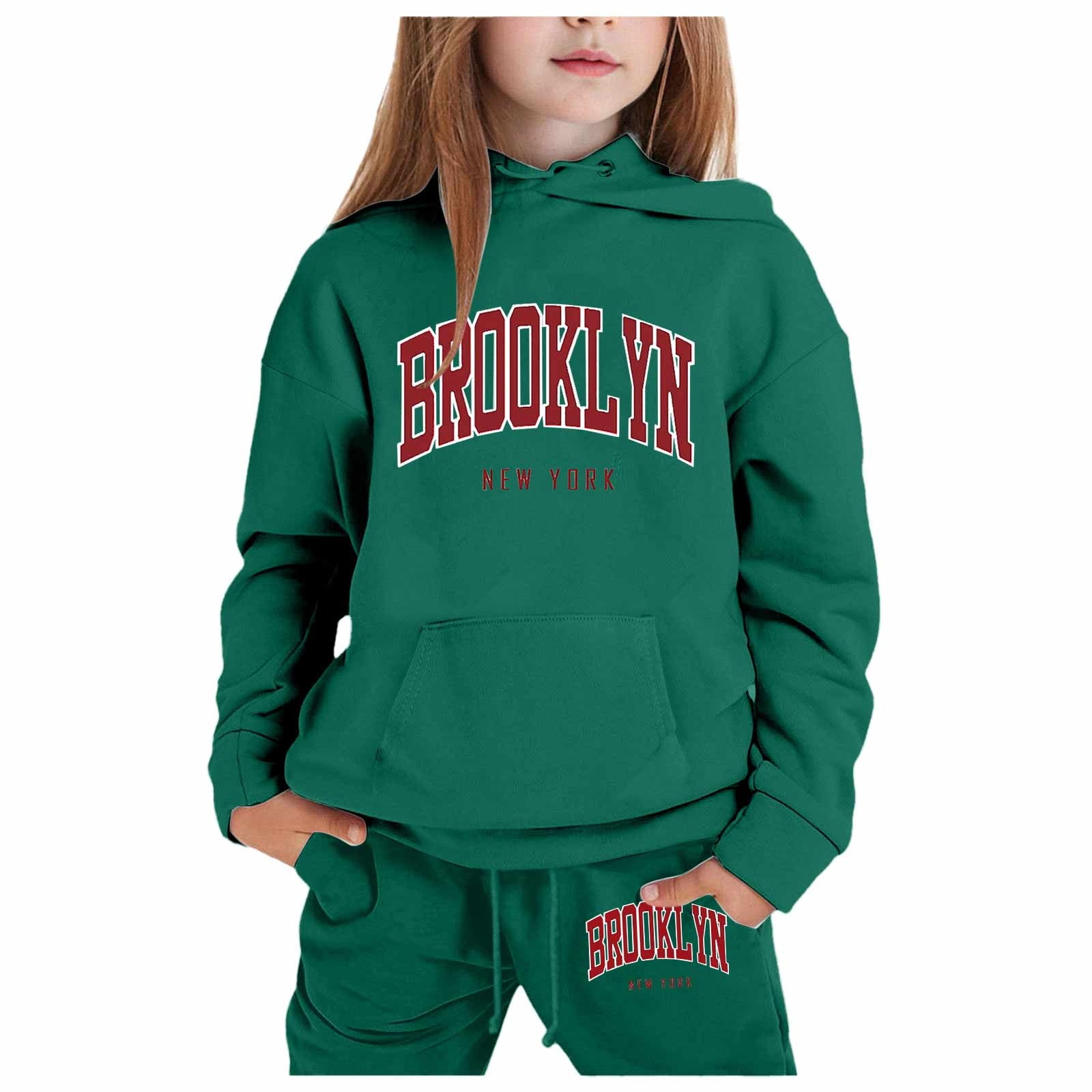 Girl Hooded Sweatshirt Set Letter Printed Long-Sleeve Girls' Active ...