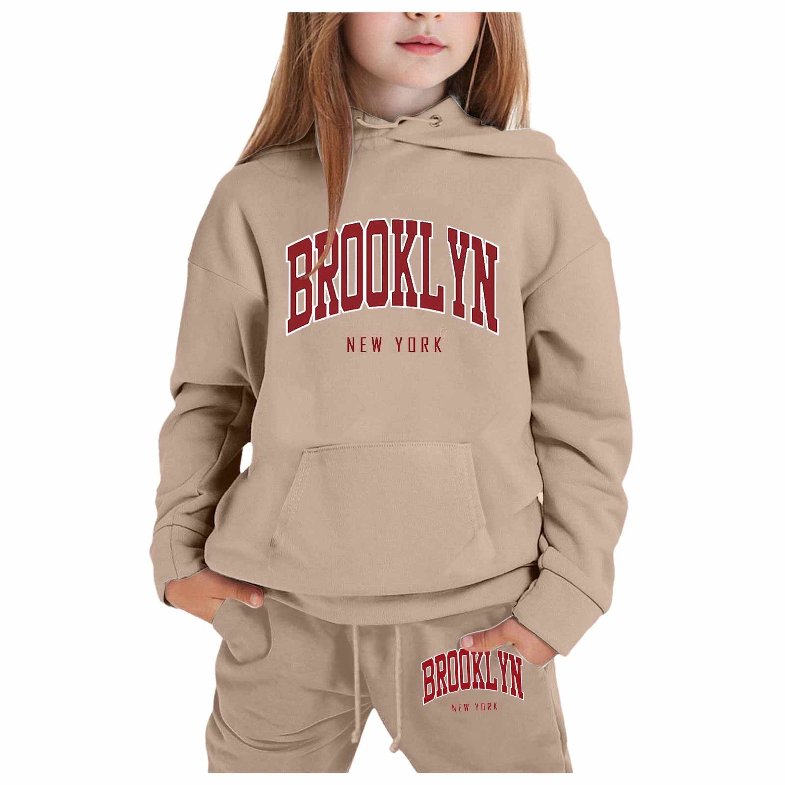 Girl Hooded Sweatshirt Set Letter Printed Long-Sleeve Girls' Active ...