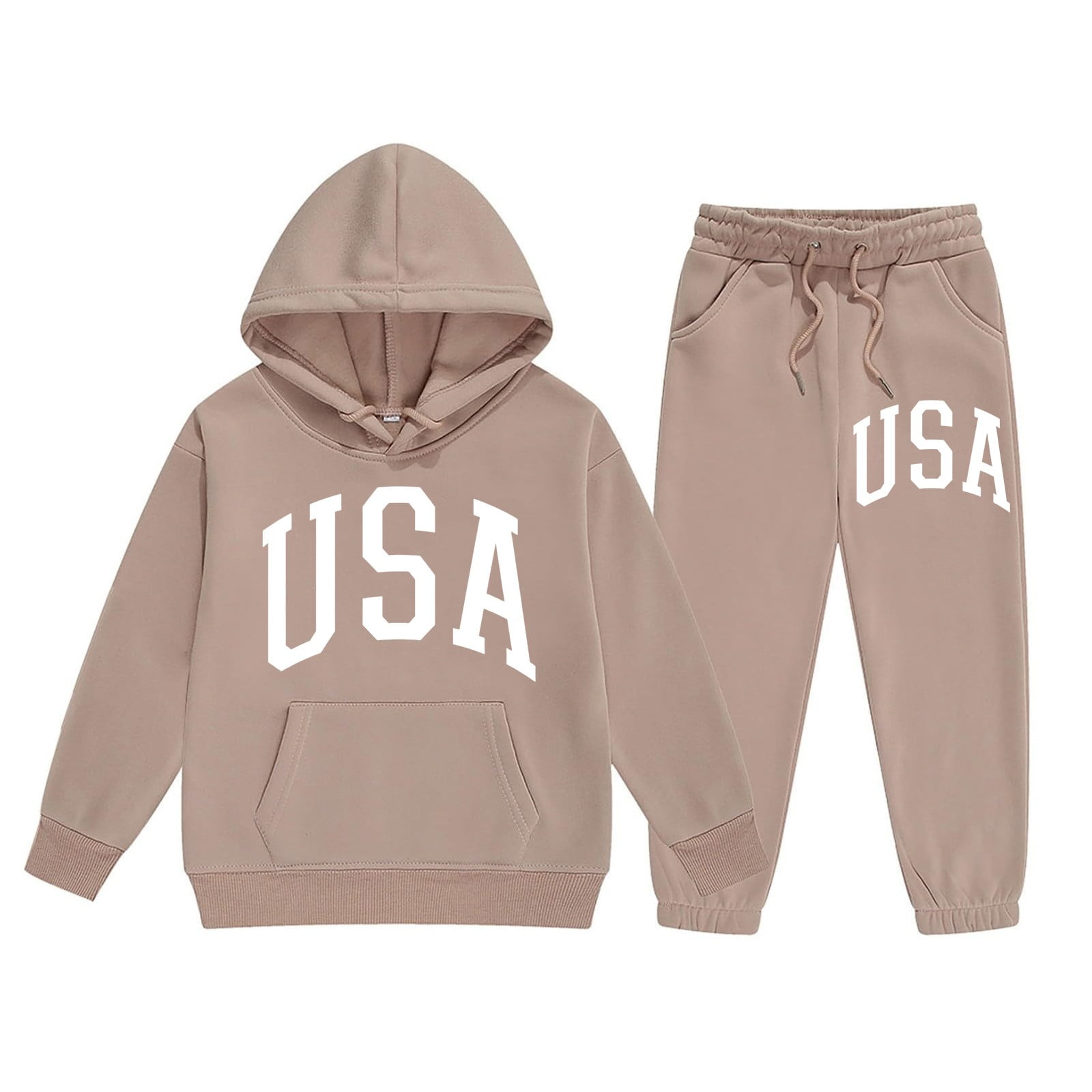 Girl Hooded Sweatshirt Set Letter Printed Long-Sleeve Girls' Active ...