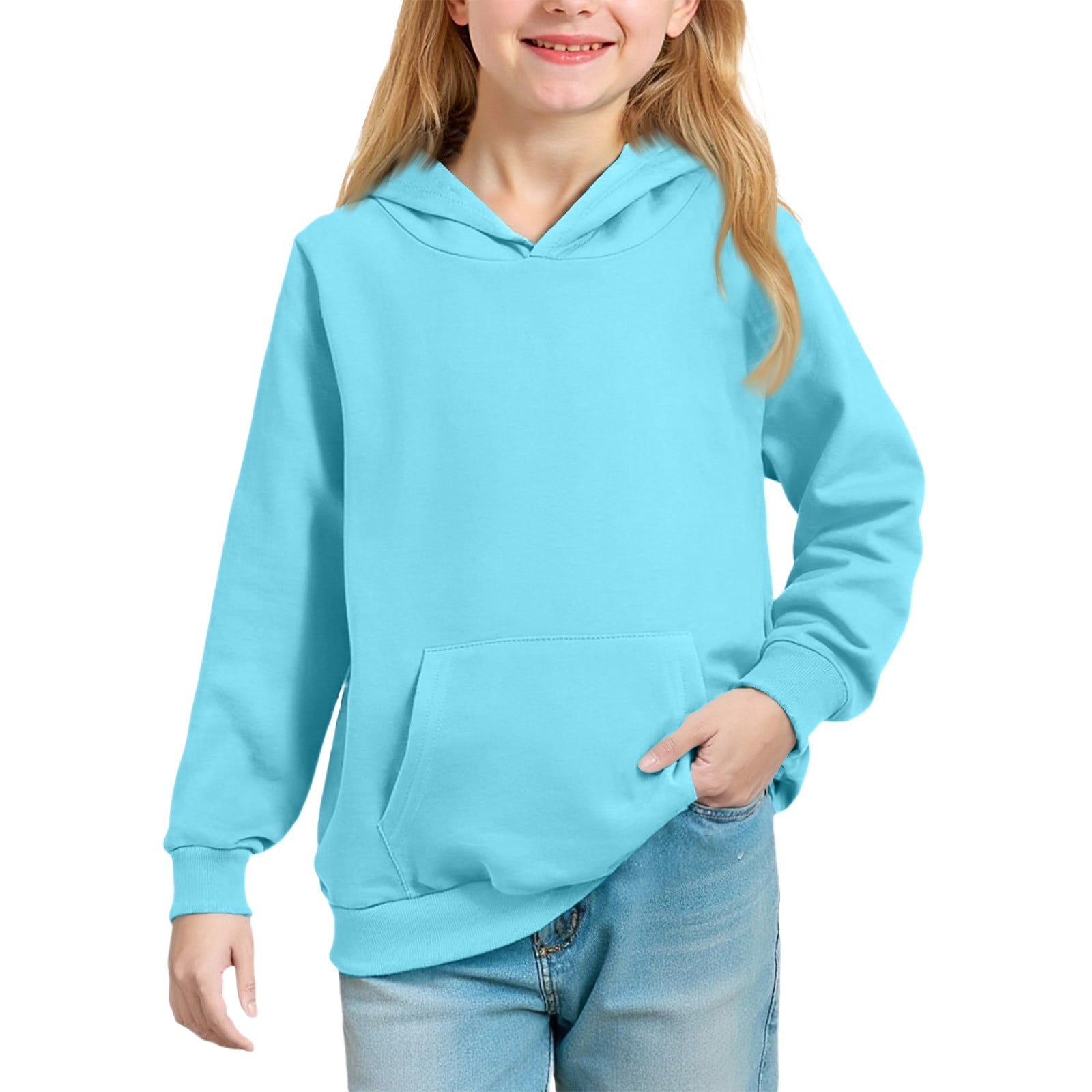 Girl Hoodie, Solid Color Pullover Sweatshirt with Adorable Animal Ears ...