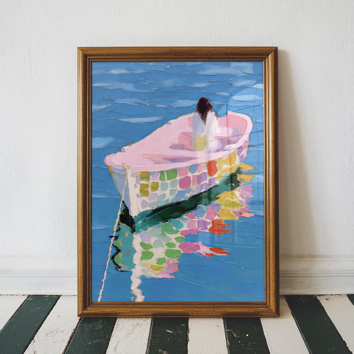 Girl In A Boat Aesthetic Wall Art Poster, Girl, People Abstract ...