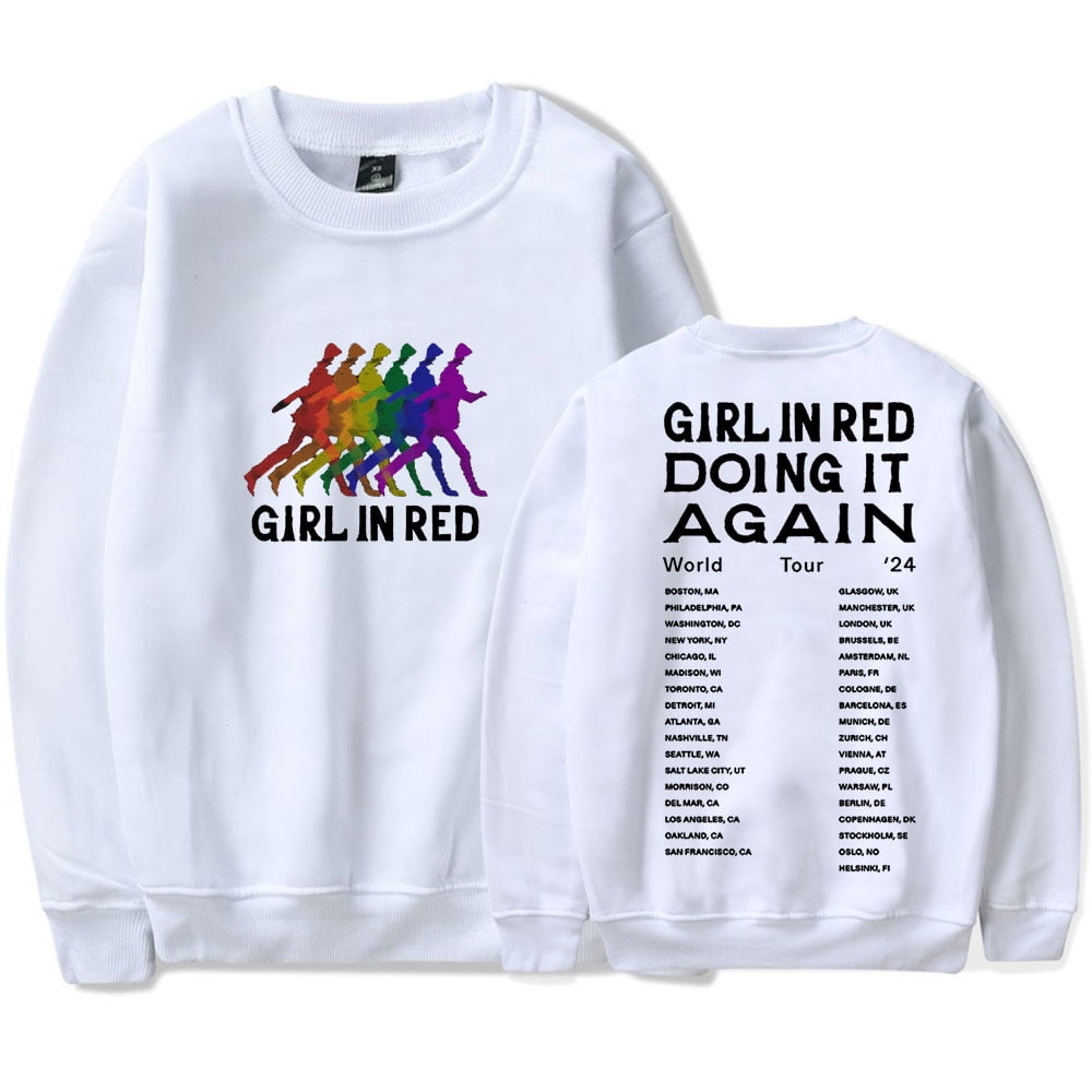 Girl In Red Rainbow Silhouette Crewneck Doing It Again Tour Merch Women ...
