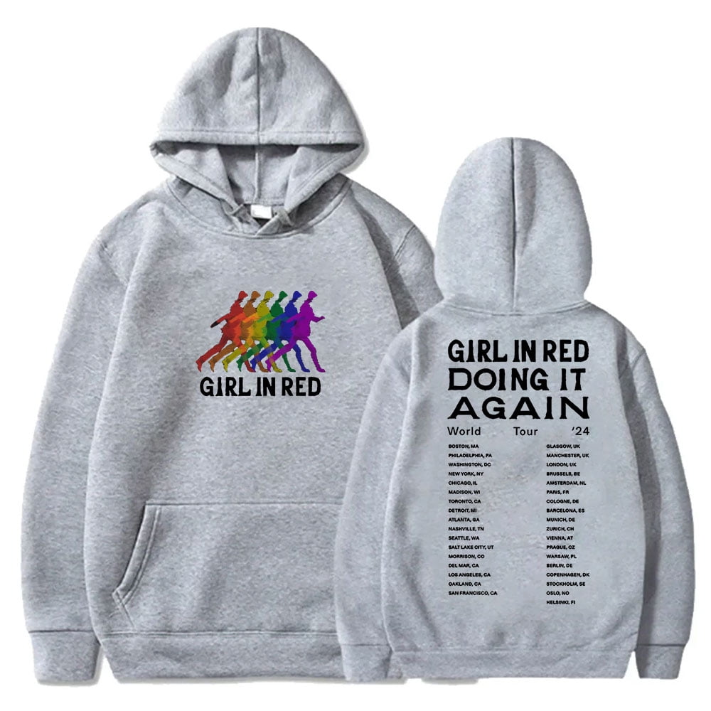 Girl In Red Rainbow Silhouette Hoodies Doing It Again Tour Merch Women ...