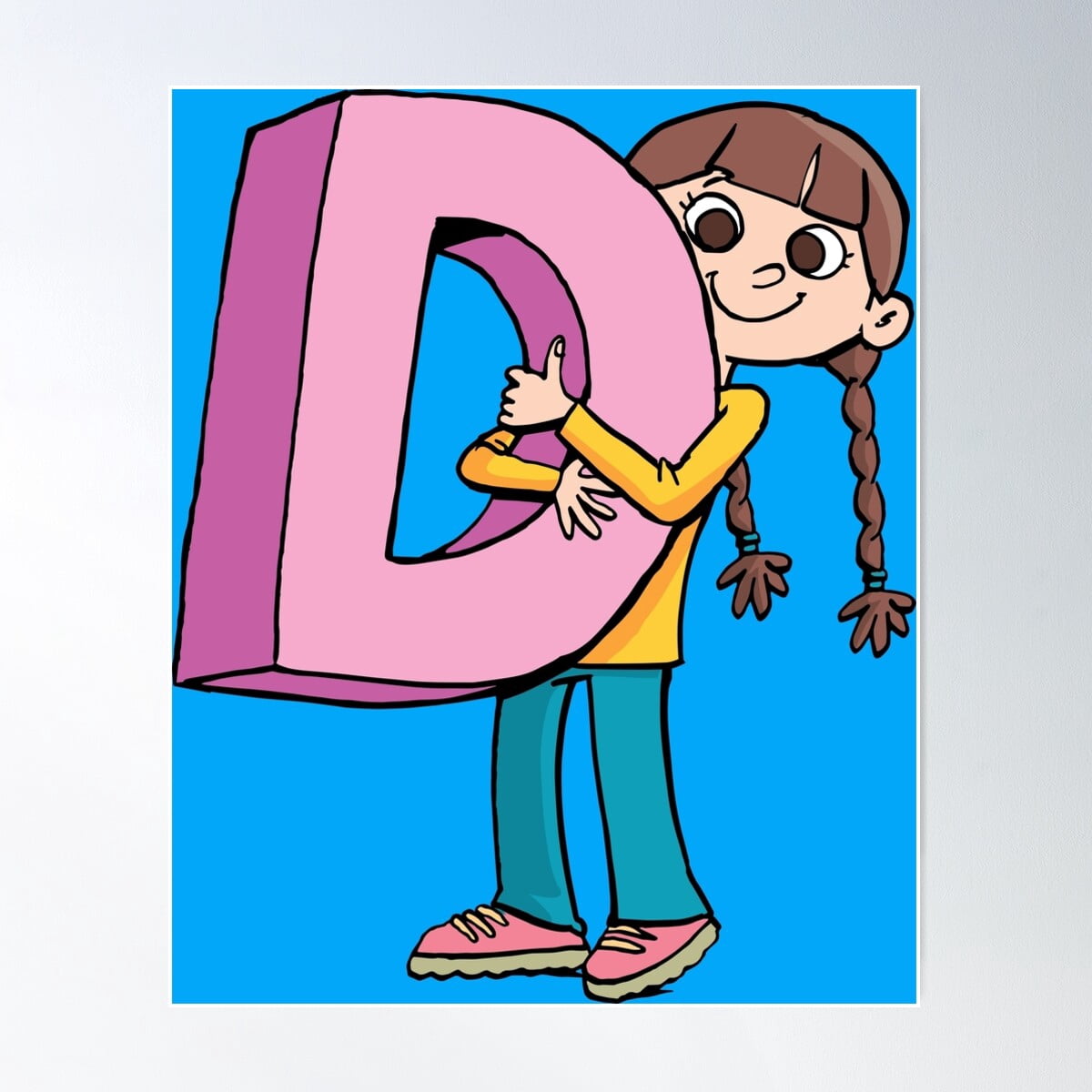 Girl Is Holding The Capital Letter D Poster Wall Art, Modern Wall Decor ...