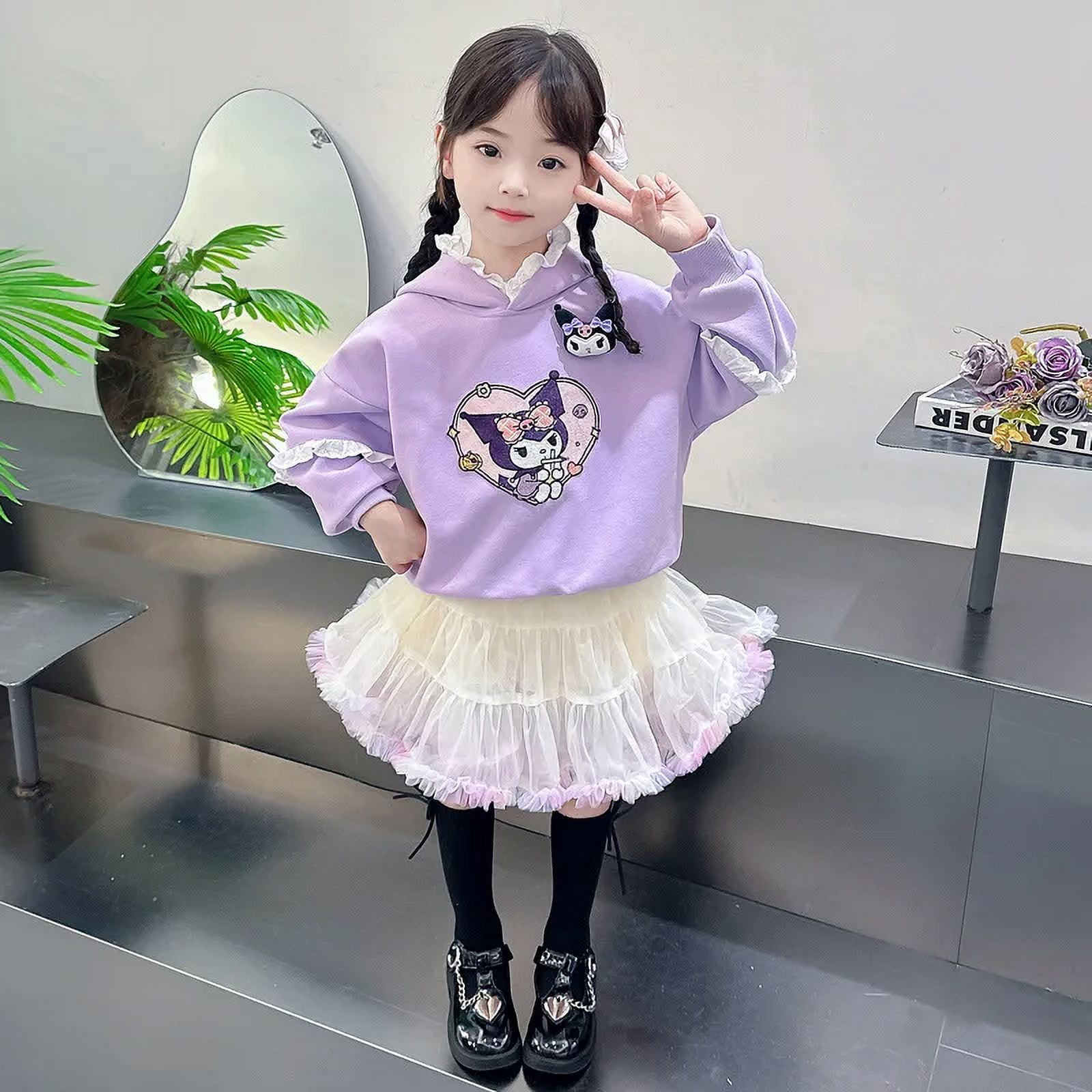 Girl Kuromi Hooded Sweatshirt Sanrios Spring Anime Figure Kawaii ...