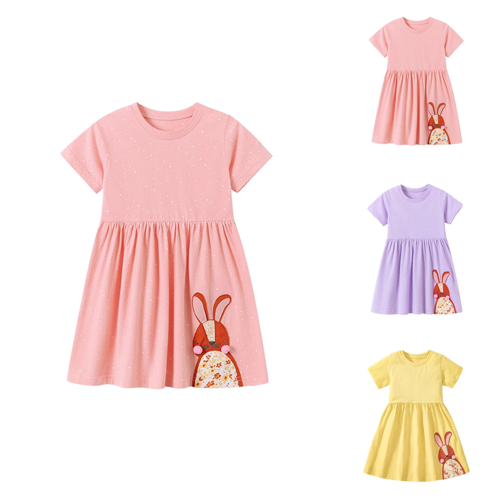 Girl Lace Dress Summer Dresses Short Sleeve Tiered Swing Midi Casual ...