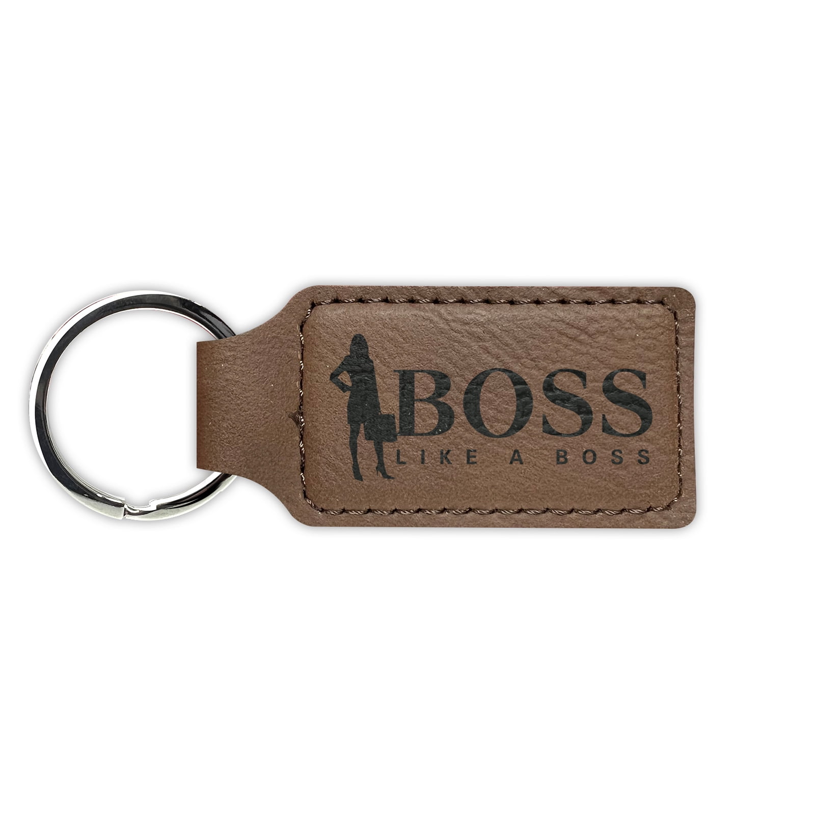 Girl Like A Boss Keychain Leatherette Rectangle - Laser Engraved - Many ...