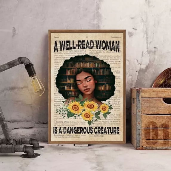 Girl Love Books Vintage Poster A Well-Read Woman Is A Dangerous Poster ...