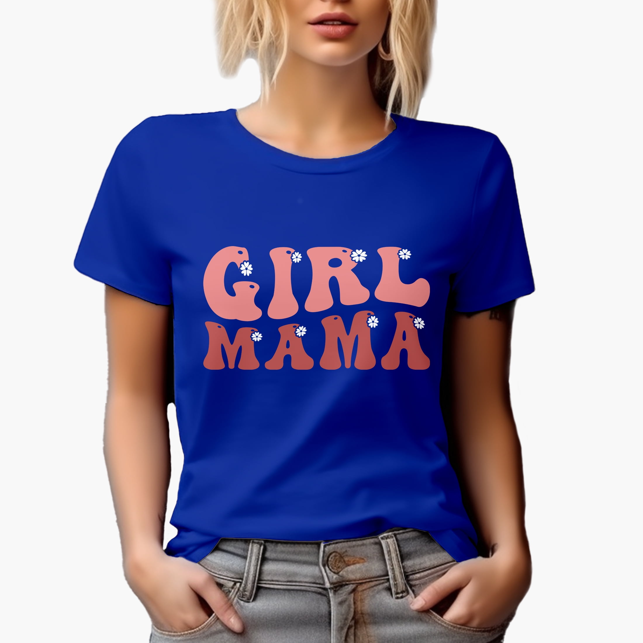 Girl Mama, Mother of Girls Themed, Groovy Retro Wavy Text Merch Gift ...