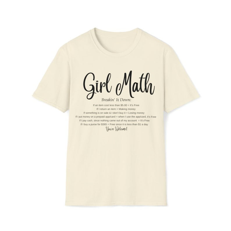 Girl Math Teeshirt, Girl Math Explained, Girl Math for Dummies, Funny ...